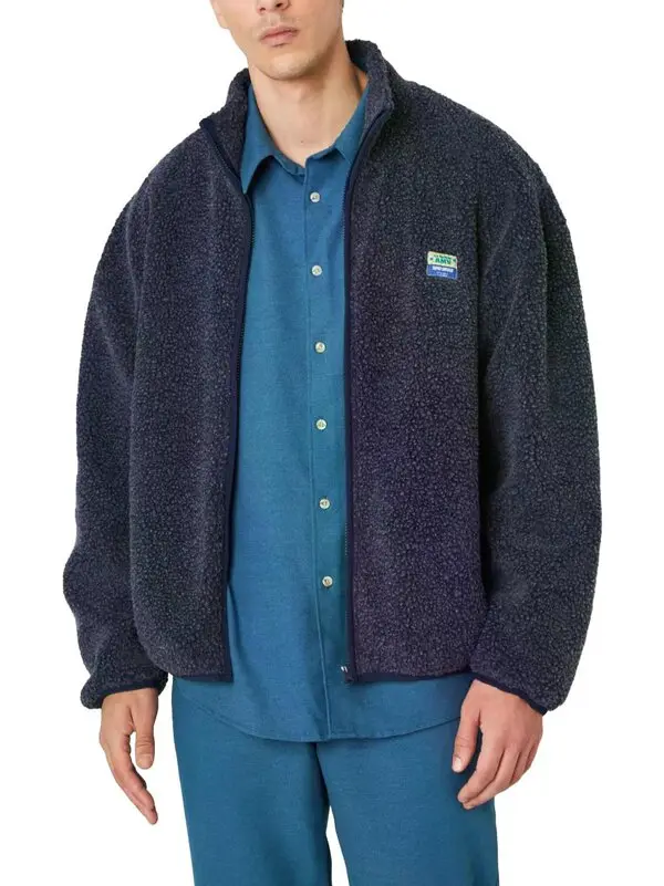 American Vintage Fleece-texture Zip-up Jacket - Blue
