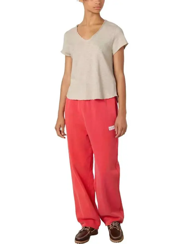 American Vintage Sonoma Brushed V-neck T-shirt - Neutrals