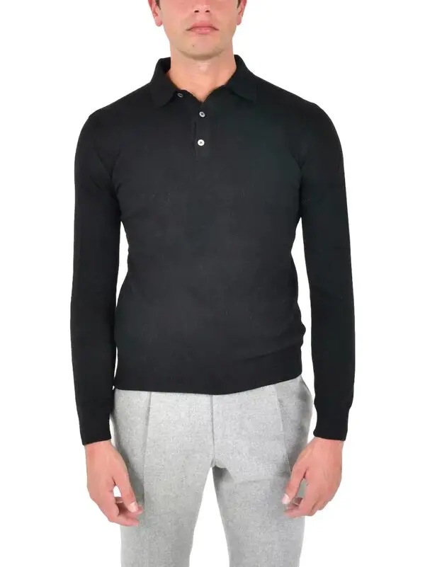 FRANZESE COLLECTION Ribbed Polo Shirt - Black