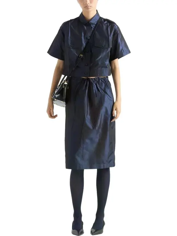 Prada Cropped Taffeta Shirt - Blue