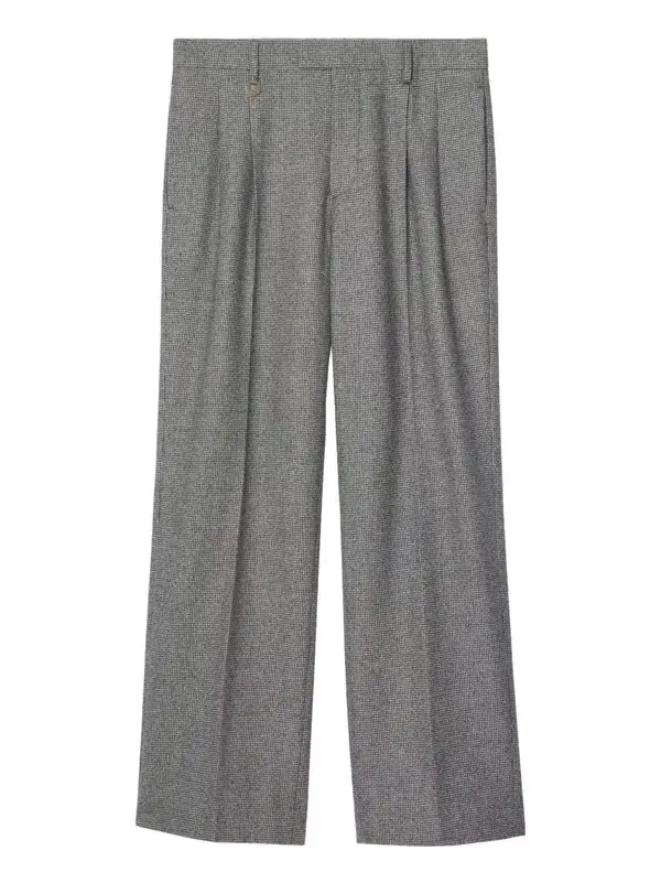 Burberry Puppytooth Check Wool Tailored Trousers - Grey
