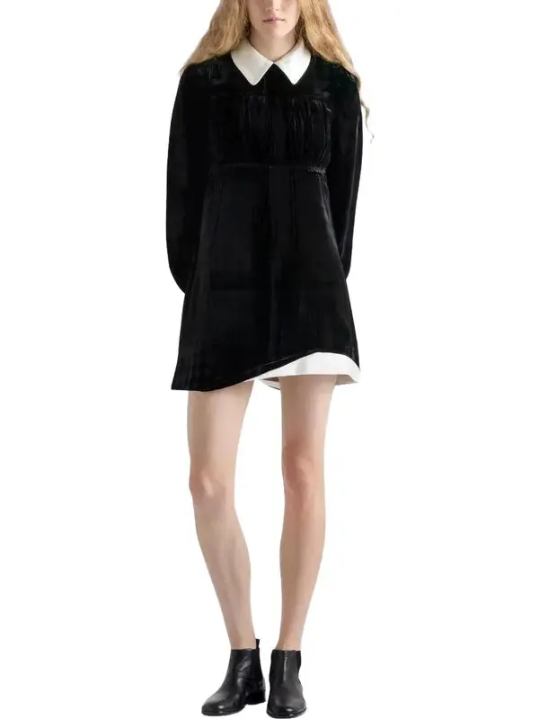 Prada Velvet Collared Mini Dress - Black