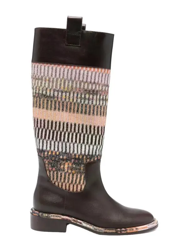 Missoni Paneled Knee High Boots - Brown