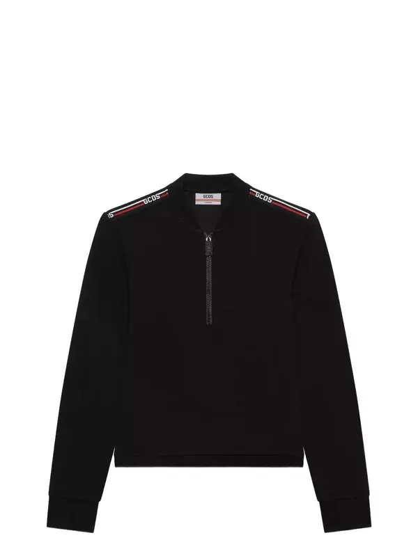 Gcds Zip-collar Sweater With Shoulder Detail - Black