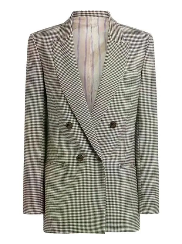 Etro Double-breasted Gingham Blazer - Brown