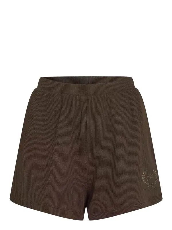 Karl Lagerfeld Embroidered Waffle Knit Shorts - Brown
