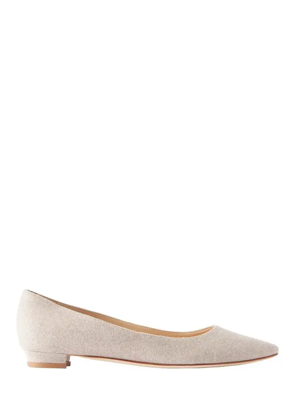 Manolo Blahnik Tweed Ballerina Flats - Gray