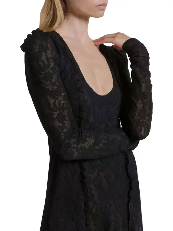 Alberta Ferretti Long Sleeve Midi Dress - Black