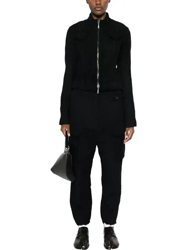 Masnada Perforated Cropped Jacket - Black