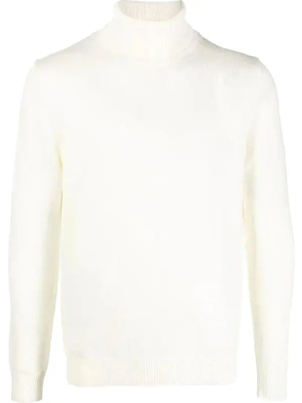 ROBERTO COLLINA Ribbed Hem Roll-neck Sweater - Neutrals