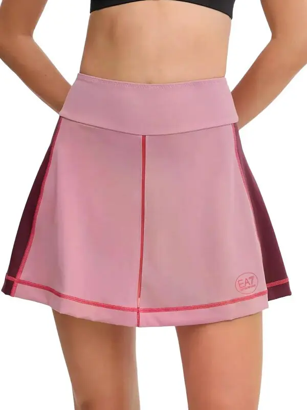 EA7 Logo-detail Topstitching Mini Skirt - Pink