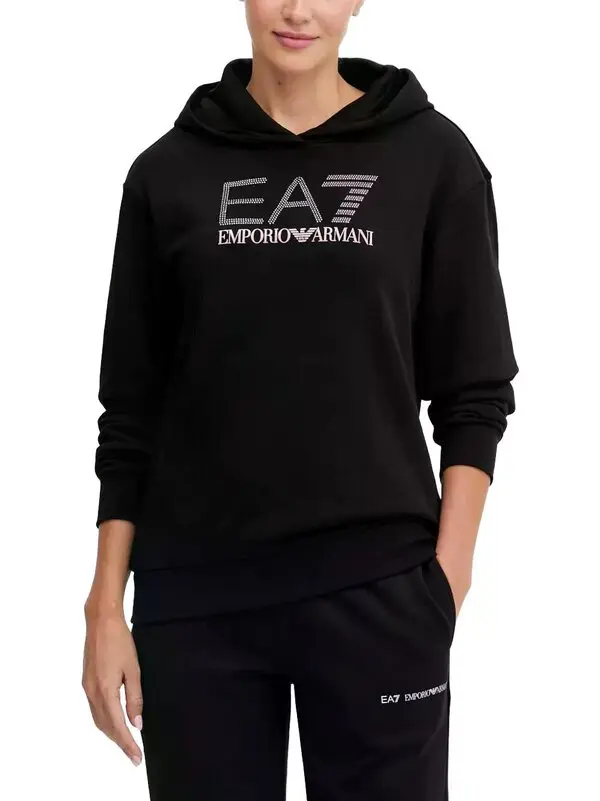 EA7 Embellished Logo Hoodie - Black