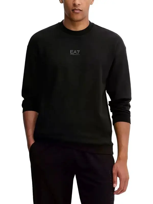 EA7 Logo-detail Crew-neck Sweatshirt - Black