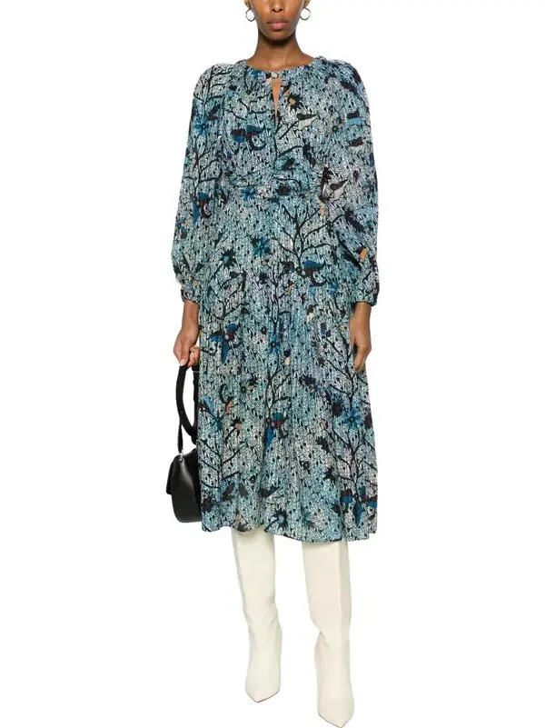 Ulla Johnson Helia Batik Cut-out Midi Dress - Blue