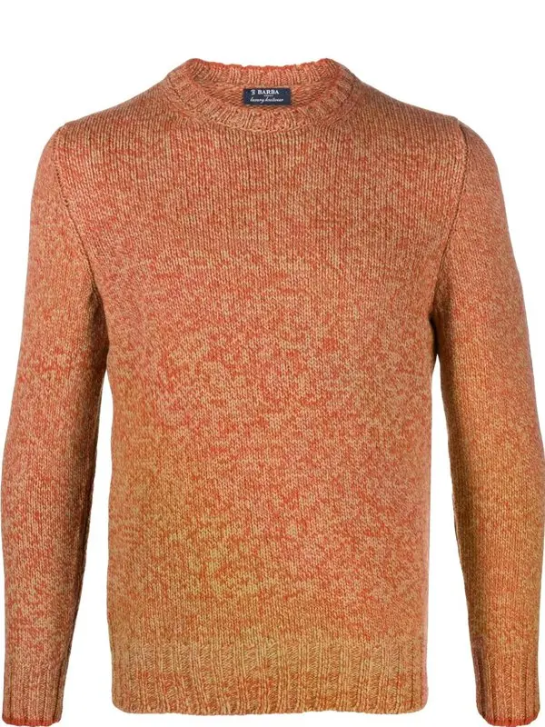 BARBA NAPOLI Speckle-knit Virgin Wool Jumper - Orange