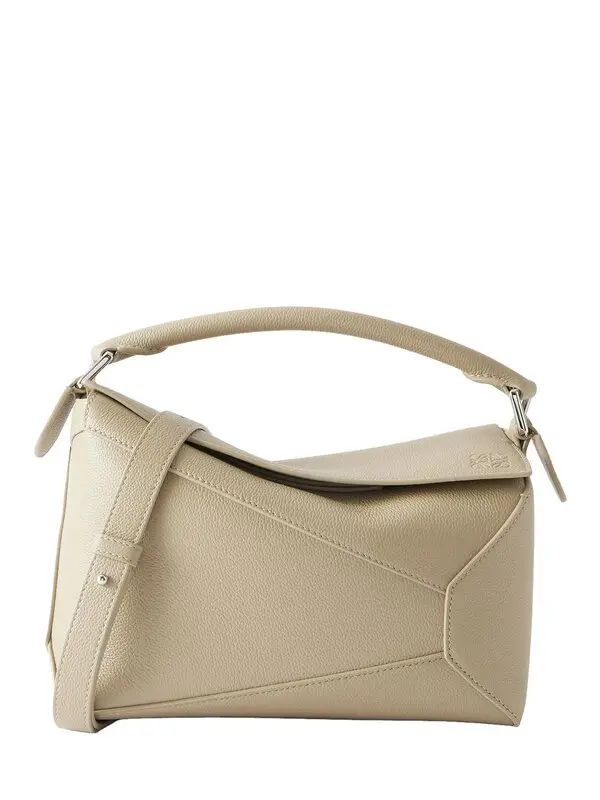 Loewe Puzzle Edge Small Textured-leather Shoulder Bag - Neutrals