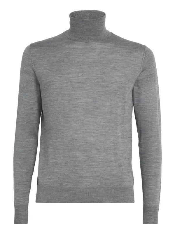 Isaia Wool-silk-cashmere Rollneck Sweater - Grey