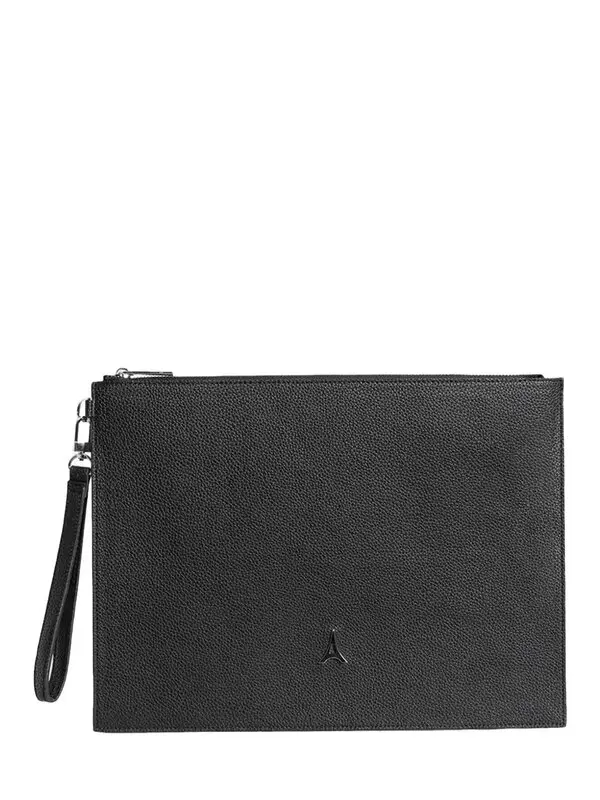 Manière De Voir Eiffel Plaque Faux Leather Laptop Case - Black