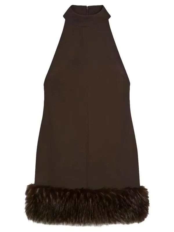Apparis Matisse Mini Dress With Faux-fur Trim - Brown