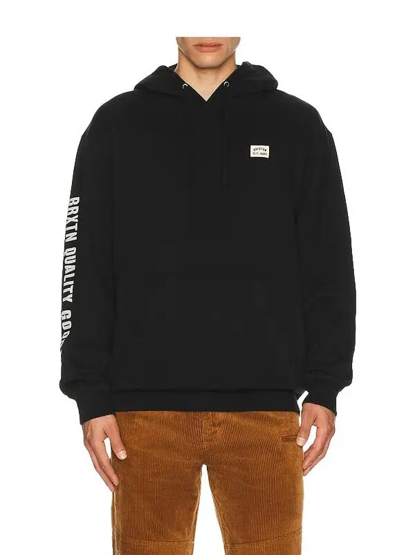 Brixton Woodburn Label Hoodie In . Also - Black