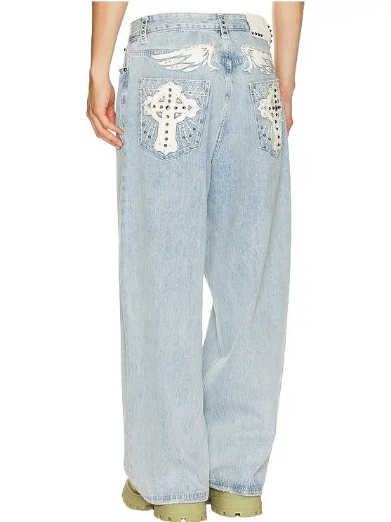 JADED LONDON Applique Cross Xl Colossus Jeans In . Also - Blue