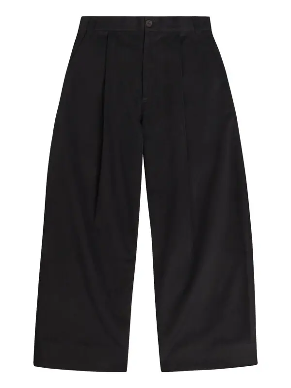 Studio Nicholson Peached Pleated Wide-leg Cotton-twill Trousers - Black