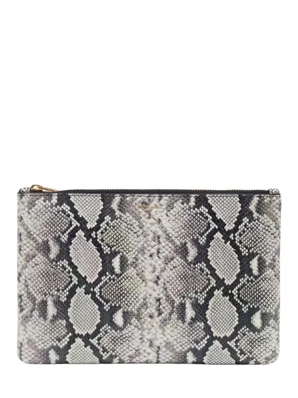ANINE BING Elly Snakeskin-print Leather Clutch Bag - Grey