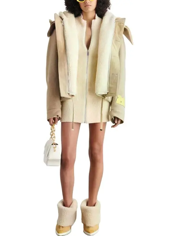 Off-White Hooded Short Parka Coat - Neutrals