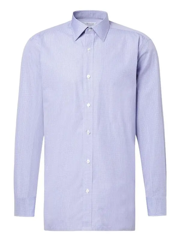 Charvet Checked Cotton Poplin Shirt - Blue