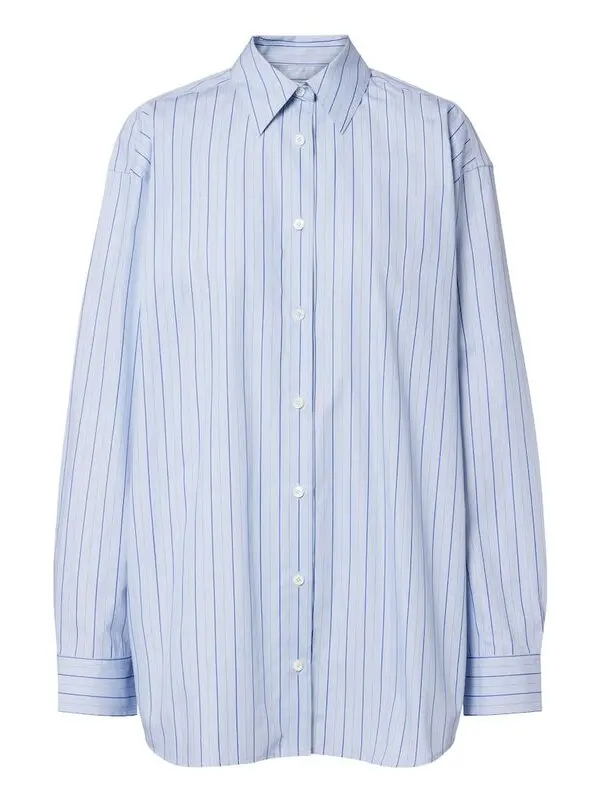 TOTEME Striped Cotton Shirt - Blue