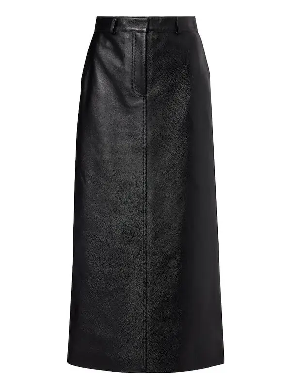 TOTEME Leather Midi Skirt - Black