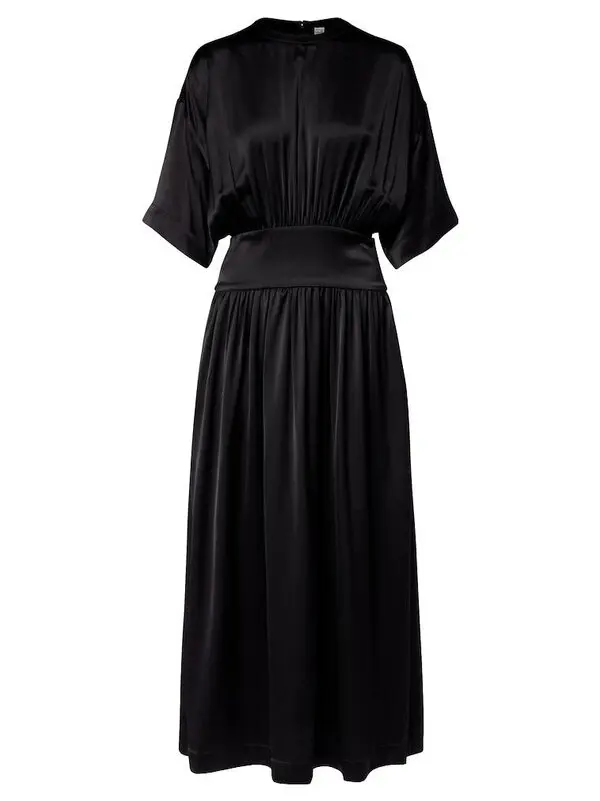 TOTEME Silk And Cotton Satin T-shirt Dress - Black