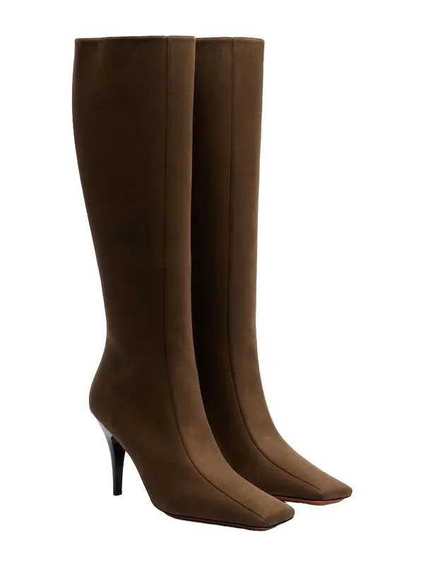 Stella McCartney Knee-high Square Toe Zip-up Boots - Brown