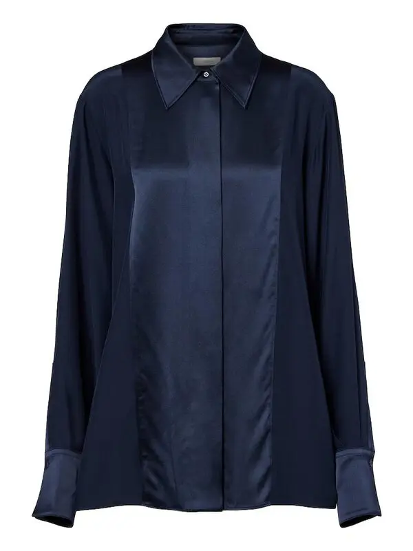 JOSEPH Childs Silk Satin Shirt - Blue