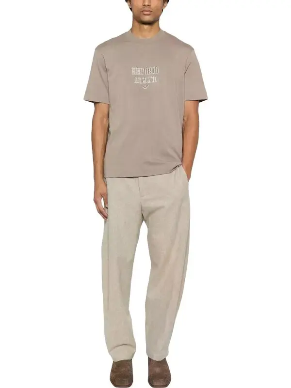 Emporio Armani Logo-embroidered T-shirt - Brown
