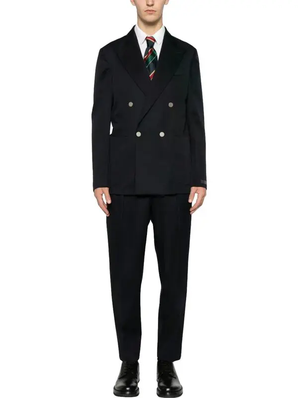 BRIGLIA 1949 Bolgheri Cotton Double-breasted Suit - Blue