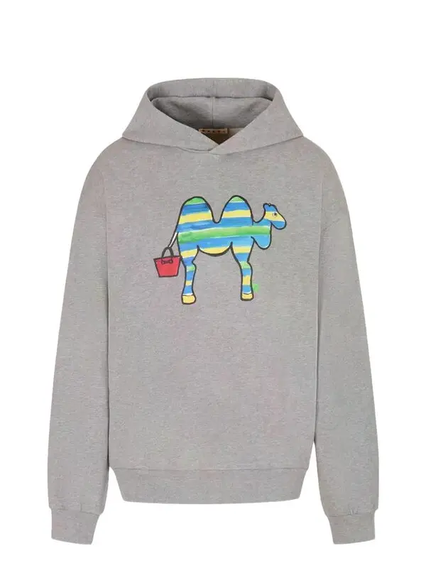 Marni Logo-printed Hoodie - Grey