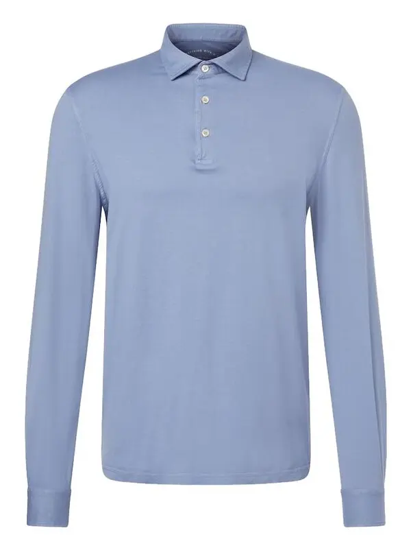 Fedeli Zero Cotton Jersey Polo Shirt - Blue