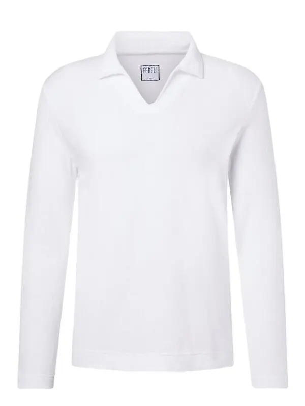 Fedeli Cotton Terry Polo Shirt - White