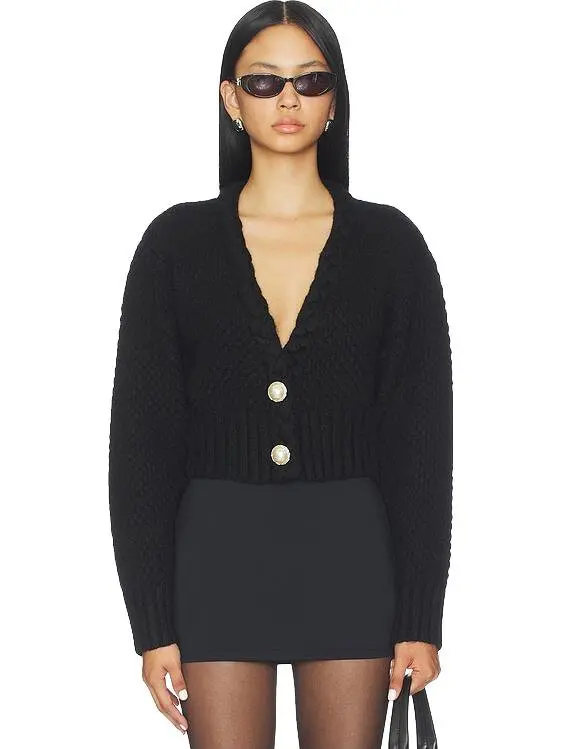 Majorelle Phiala Braided Knit Cropped Cardigan - Black