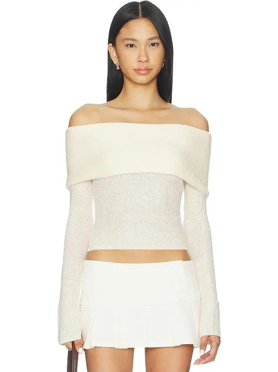 GUIZIO Off Shoulder Knit Top - Ivory