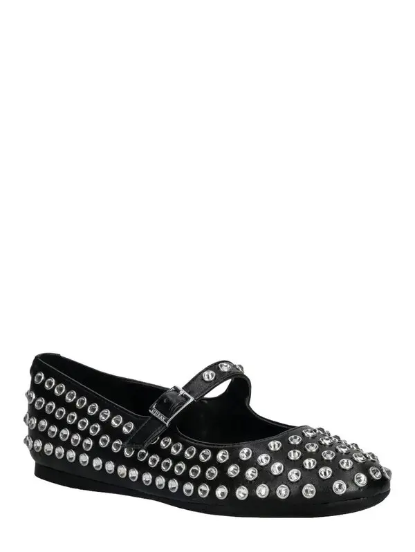 Guess Studded Buckle Ballet Flats - Black