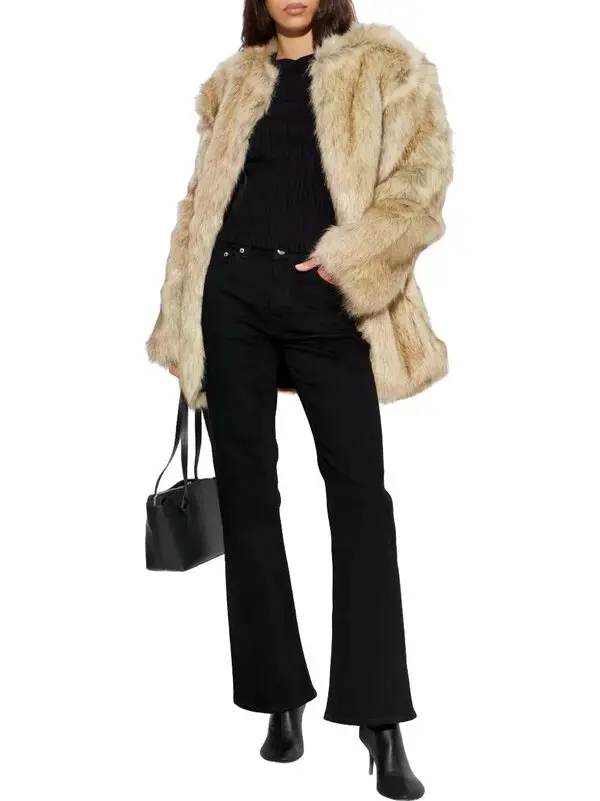 GESTUZ Faux Fur Coat - Neutrals