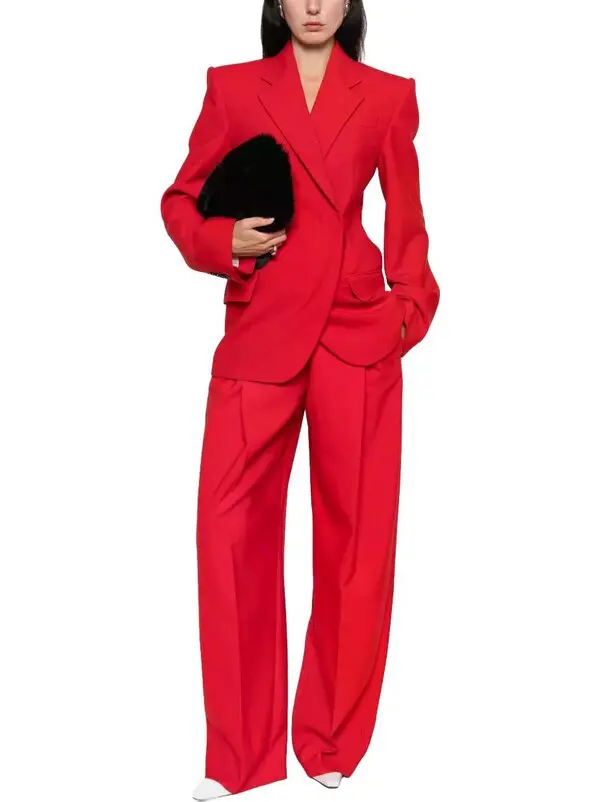 Sportmax Pleated Front Wide Leg Trousers - Red