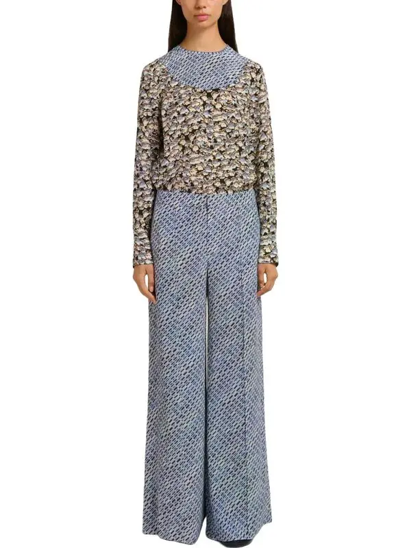Marni Printed Silk Trousers - Blue