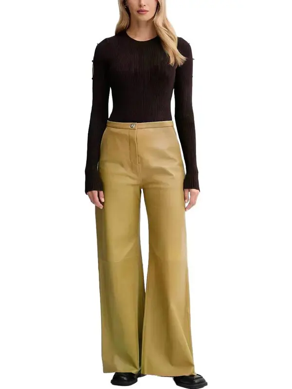 SESSUN Cut-out Ribbed Knit Top - Brown
