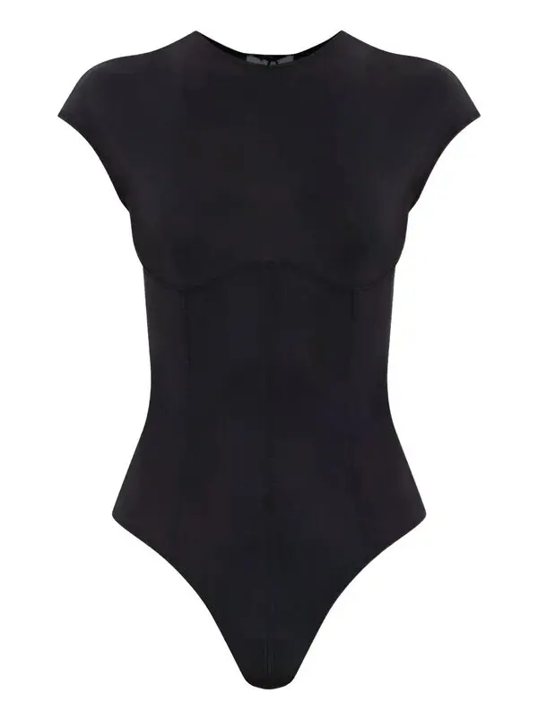 AGOLDE Nadia Crew Neck Bodysuit With Seam Detail - Black