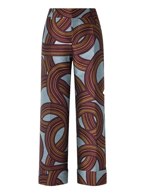 La DoubleJ Hendrix Cropped Jacquard Pants - Blue