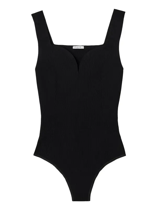 Alaïa Ribbed Jersey Bodysuit - Black