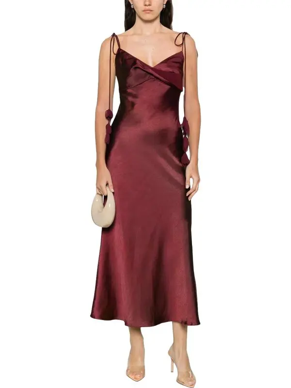 SELF-PORTRAIT Midi Dress With Tie Straps - Red
